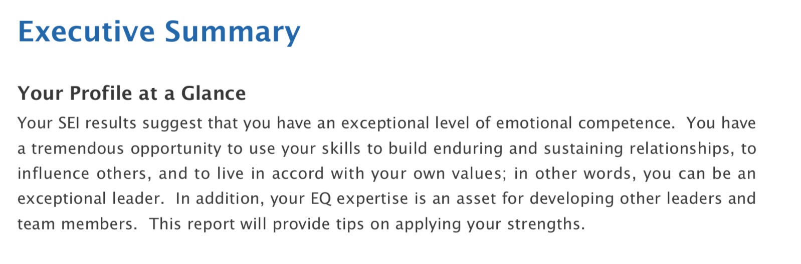 Emotional Intelligence for Leadership Report - SEI LR • Six Seconds